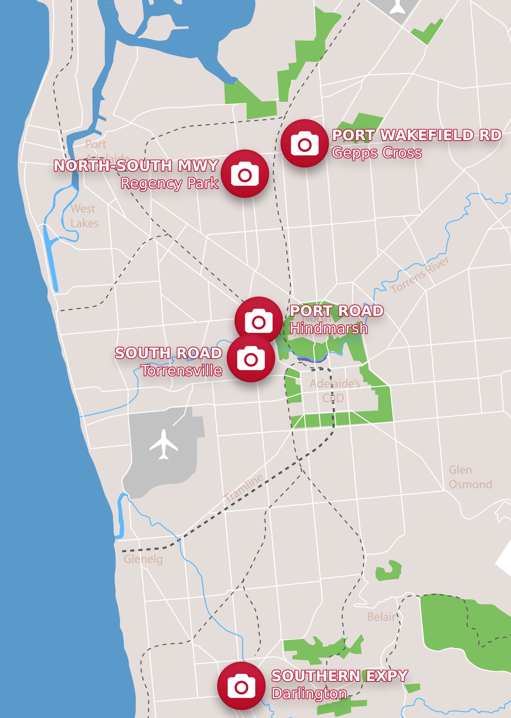 Mobile Phone Detection Camera Locations Across Adelaide – Adelaide Speed Cameras
